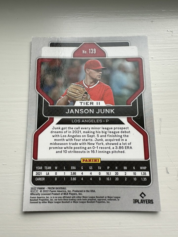 2022 Panini Prizm Tier II Silver Prizm #139 Janson Junk RC Angels | eBay