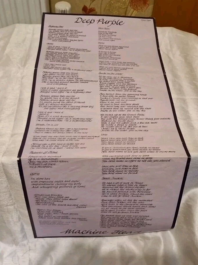 Deep Purple - Machine Head - TPSA 7504 1972/ With Song Sheet Matrix A1 ...