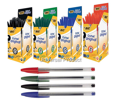 BIC Cristal Medium BallPoint Pens 1.0MM Biro BLACK,BLUE,RED,GREEN Pen ...