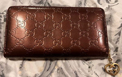 GUCCI Guccisima GG Logo Patent Leather Zippy Around Long Wallet - Rare ...