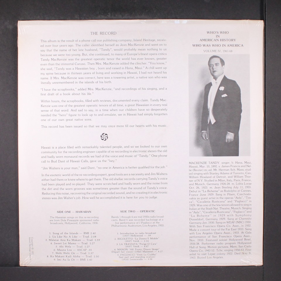 TANDY MACKENZIE: sings ISLAND HERITAGE 12" LP 33 RPM Sealed | eBay
