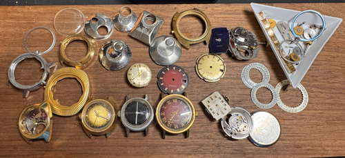 VINTAGE TIMEX ELECTRIC WATCH PARTS LOT cases dials hands stems | eBay