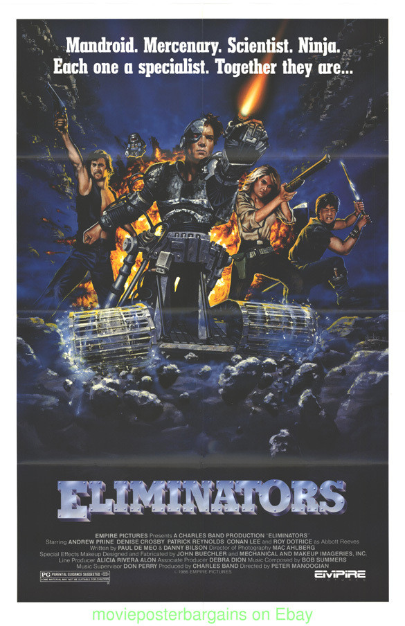 ELIMINATORS MOVIE POSTER Original Folded 1986 28x41 Inch SCI FI PATRICK ...