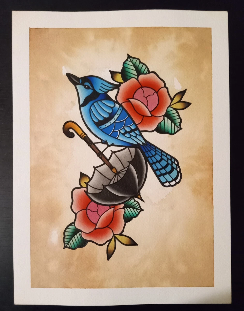 Blue Jay Bird Tattoo Designs