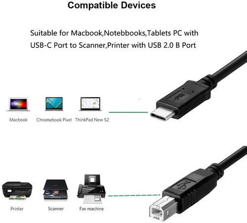 Type C Printer Cable Compatible with iPad Pro iPad Air MacBook Pro ...