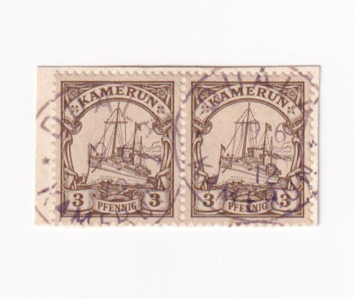 German Colonies Cameroon Duala Railway post Office K1 + Eingest Jz. 12 ...