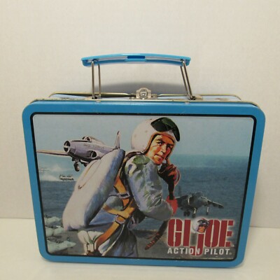 GI Joe Action Pilot Lunch Box or Lunch Tin Blue, Metal Closure, H6"xW7 ...