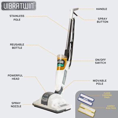 VIBRATWIN Electric Mop Dual Action, Floor Polisher & Cleaner Machine, JML | eBay UK