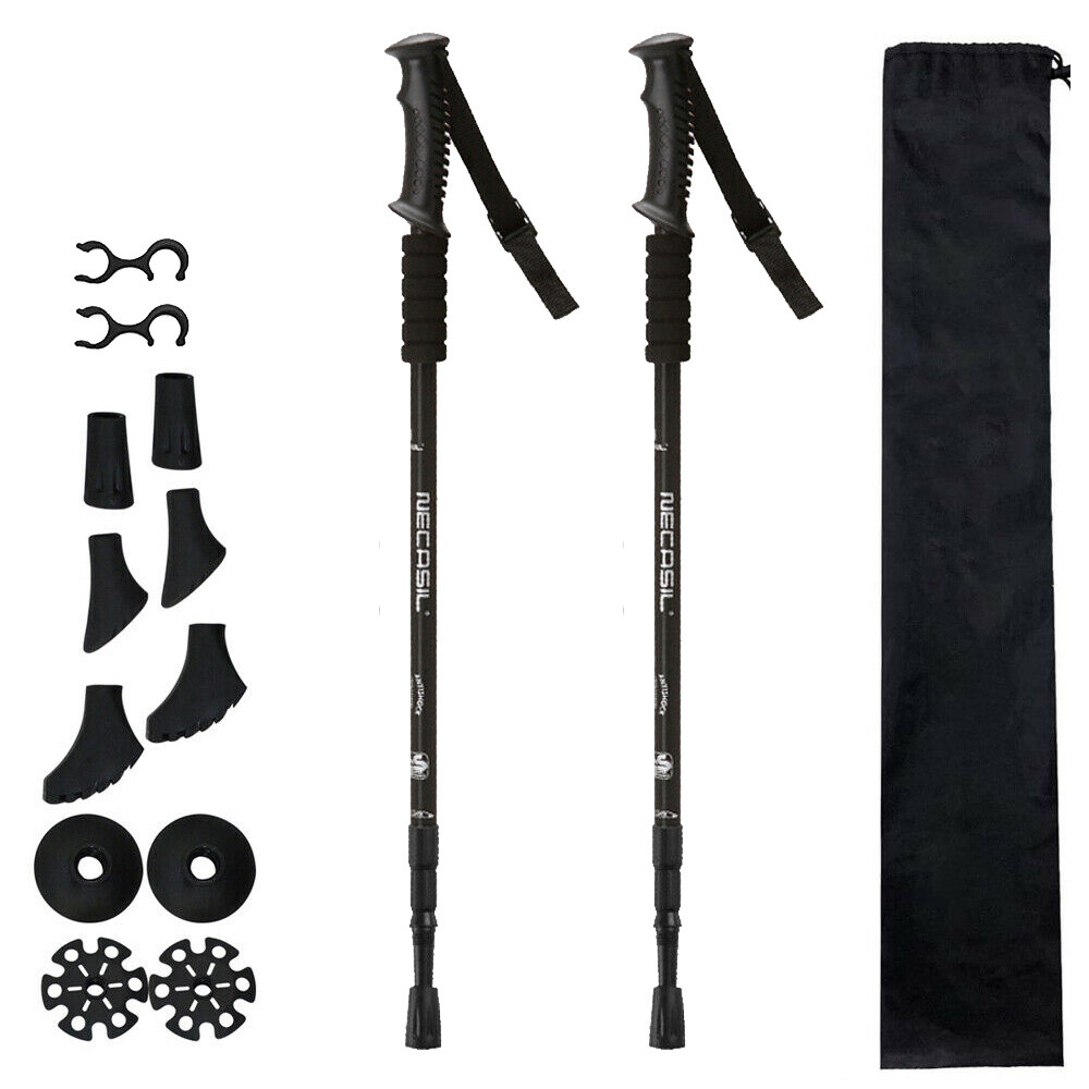 1 Pair Hiking Walking Sticks Trekking Poles Collapsible Lightweight ...