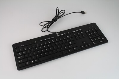 Hewlett Packard HP Model KBAR211 USB Slim Wired QWERTY Black Keyboard ...
