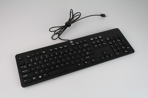 Hewlett Packard HP Model KBAR211 USB Slim Wired QWERTY Black Keyboard ...