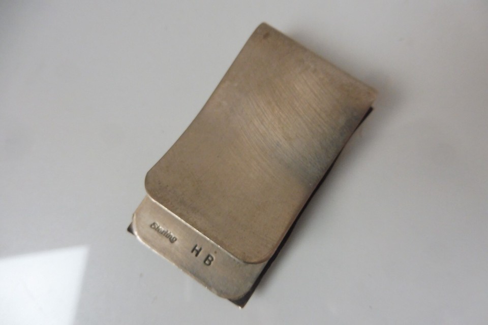 Old Money Clip, 925 Silver With Inlay: Turquoise And Coral, Signed: HB ...