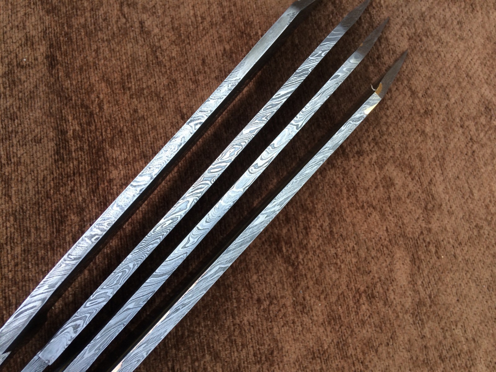 Lot of 4 Custom Handmade Damascus Steel Seax knife Blank Blades Brass ...