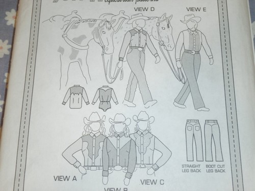SUITABILITY 3790 MISSES WESTERN SHIRTS & PANTS EQUESTRIAN PATTERN-UNCUT ...