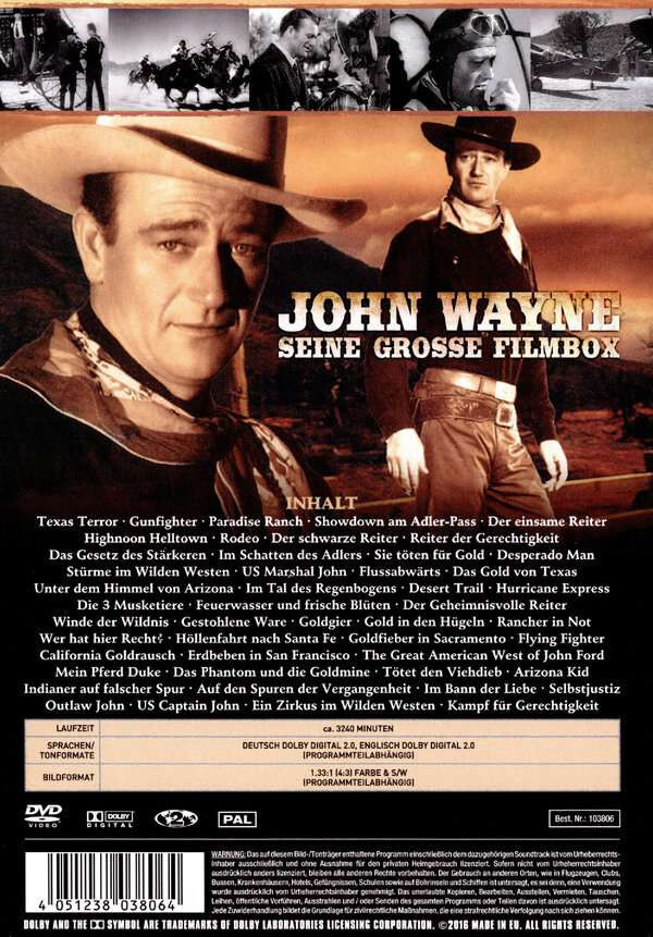 40 Western John Wayne Classic Filmbox Stagecoach Duke Gunfighter DVD ...