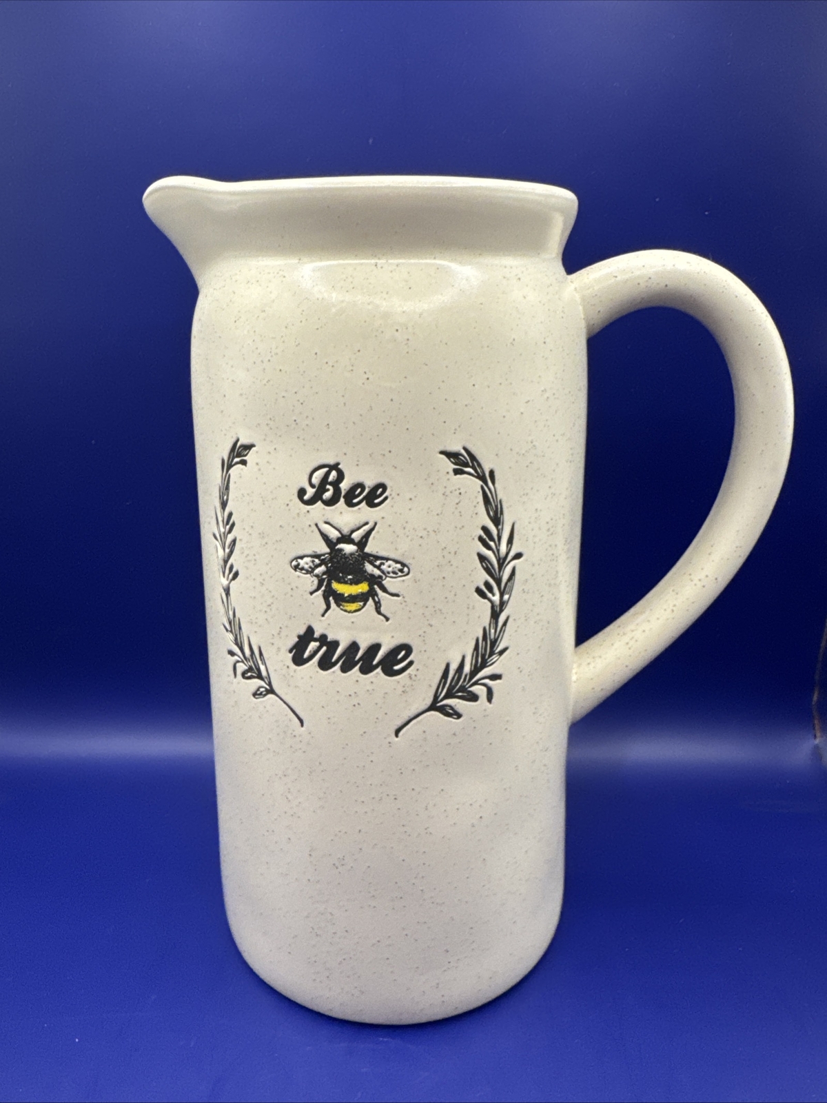 Speckled Stoneware Bee Collection Pitcher “Bee True” 8.75 Inch Ceramic ...