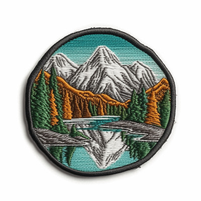 Mountain Lake Patch - Nature Badge Iron-on Applique for Backpack | eBay