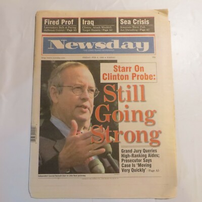 Newsday Long Island February 6 1998 Clinton Kenneth Starr Iraq Sea ...