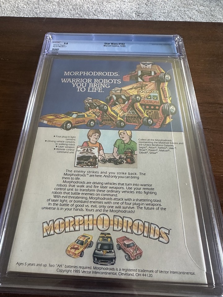 Star Wars #102 December 1985 CGC 9.8 White Pages Morph O Droids Ad | eBay