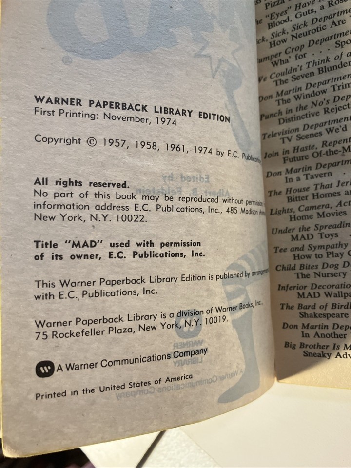 Mad Magazine Paperback Lot of 5 Morality Rip Off About Sports Fighting ...