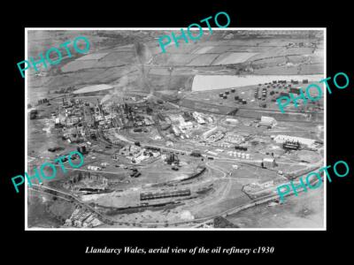 OLD 8x6 HISTORIC PHOTO OF LLANDARCY WALES VIEW OF THE OIL REFINERY ...