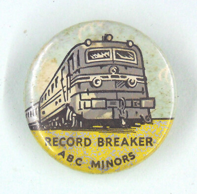ABC MINORS LAPEL PIN TIN BADGE BUTTON RECORD BREAKER CINEMA C1958 ...