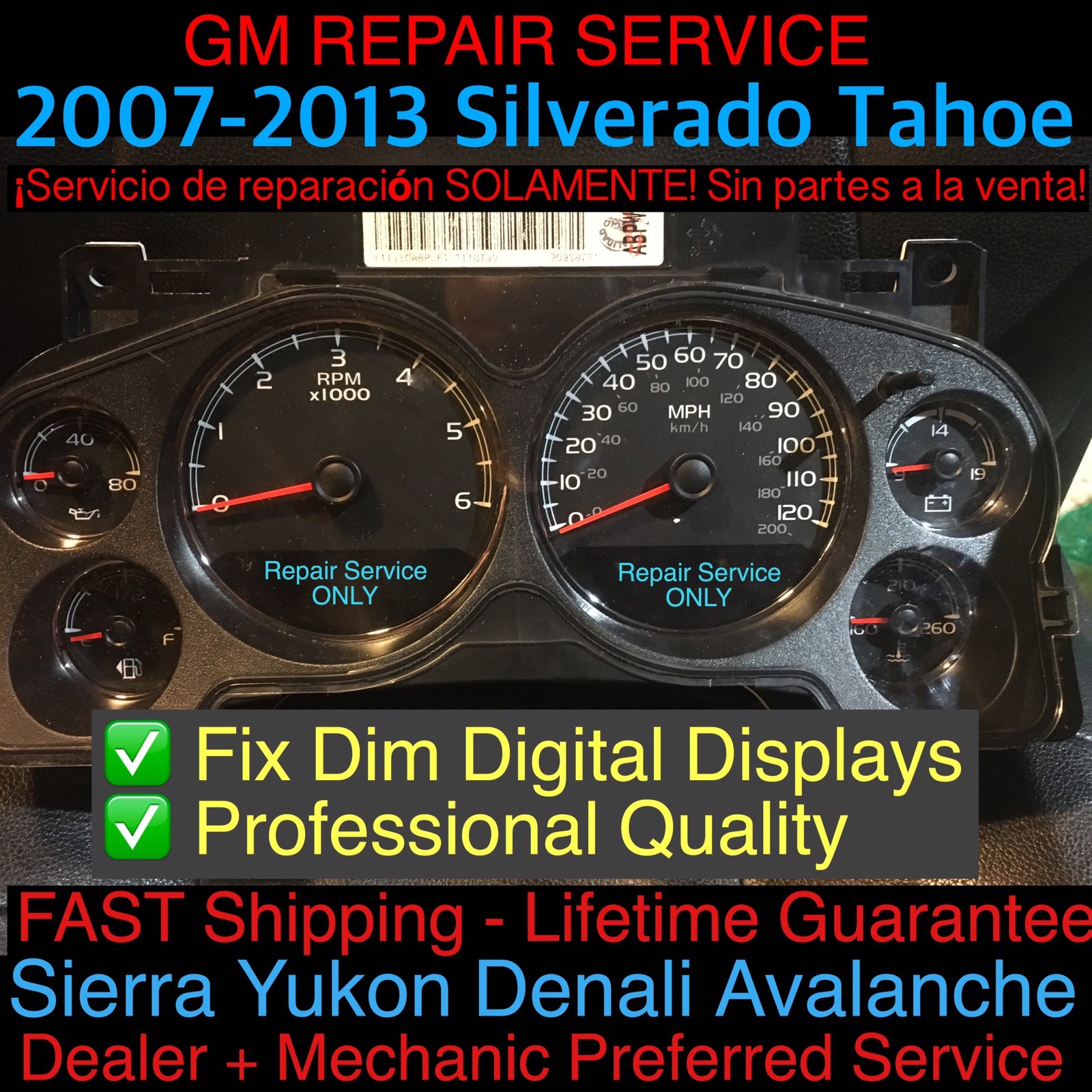 2009 GM GMC Sierra Yukon Denali Speedometer Gauge Cluster Display ...
