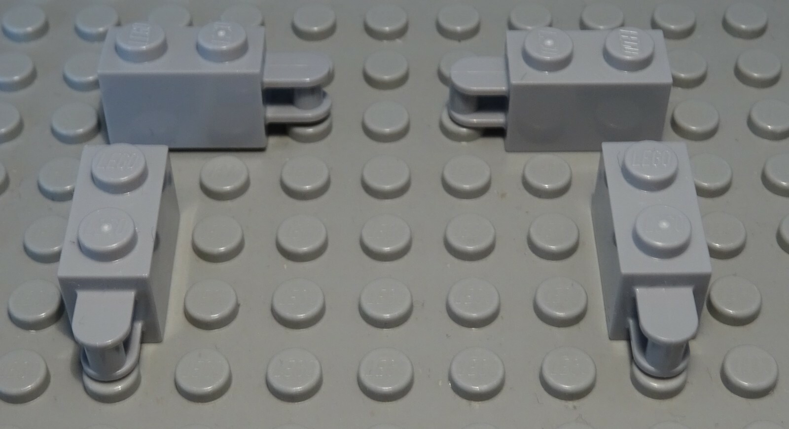 Lego Brick 1x2 with Holder New Gray 4 Pieces | eBay UK