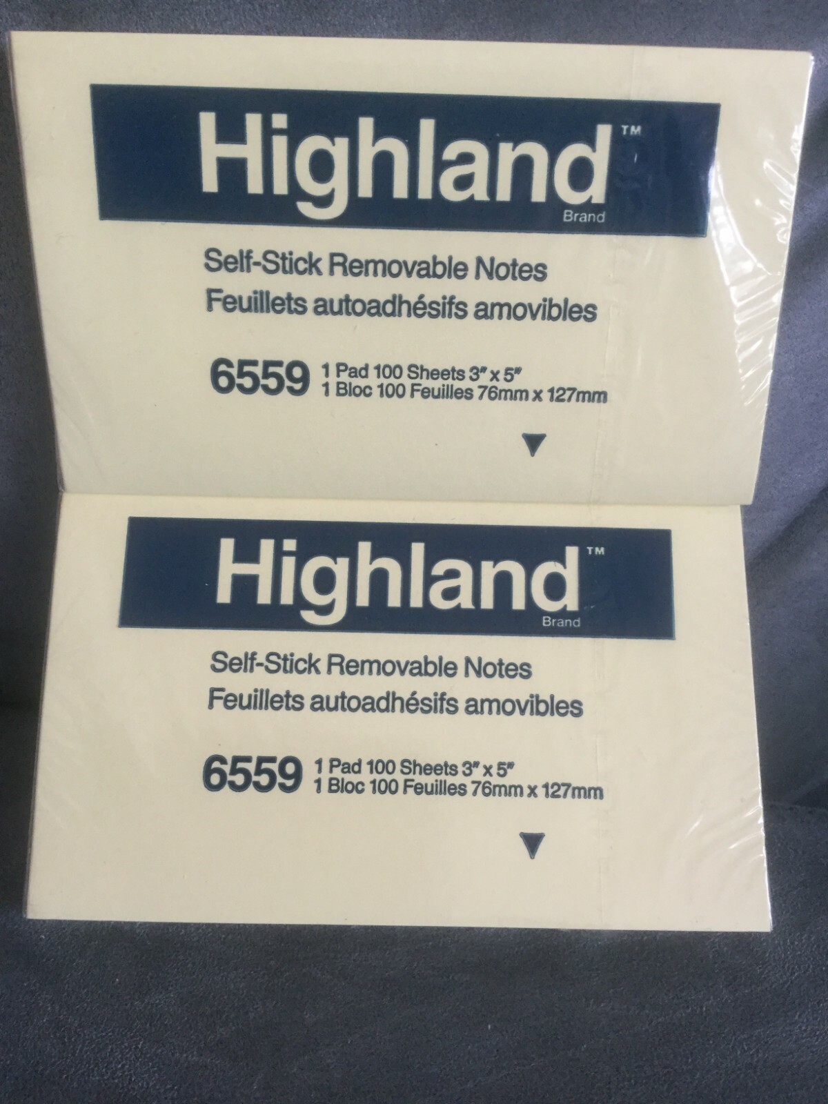 HIGHLAND SELF-STICK YELLOW REMOVABLE NOTES 1 PAD 100 SHEETS 3" X 5 ...