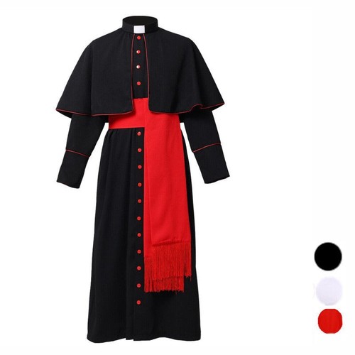 Christian Bishop Roman Tab Collar Cassock Soutane Clergy Priest Red ...