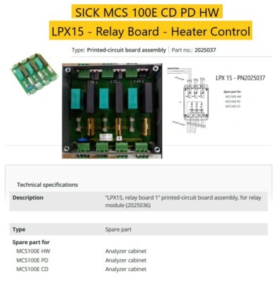 SICK MCS100E CD PD HW - Heater Relay Modules PN 2025037 LPX15 | eBay