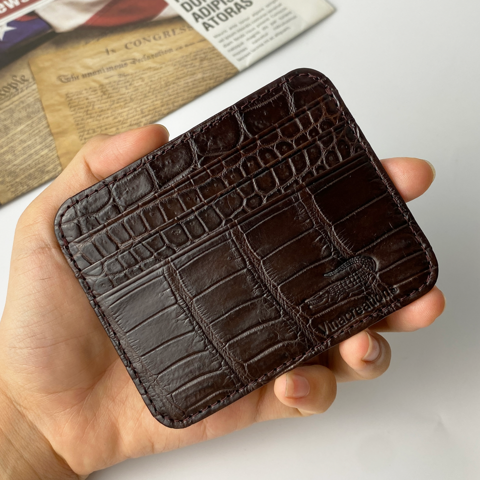 Genuine Crocodile Ostrich Leather Cardholder Double side Skin Bifold ...