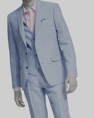 Bar III Men Blue Slim-Fit Textured Linen Blazer Suit Jacket Size 46R | eBay