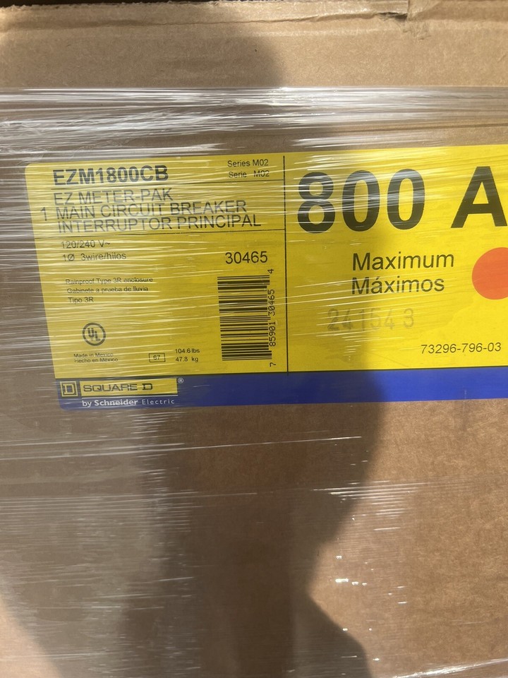 NEW SQUARE D EZM1800CB 800 AMP SINGLE PHASE EZM METER MAIN WITH MAIN ...