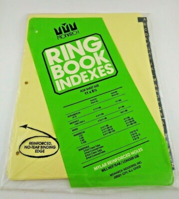 Monarch Ring Book Alphabet Indexes Faux Leather Tabs Mylar Reinforced ...