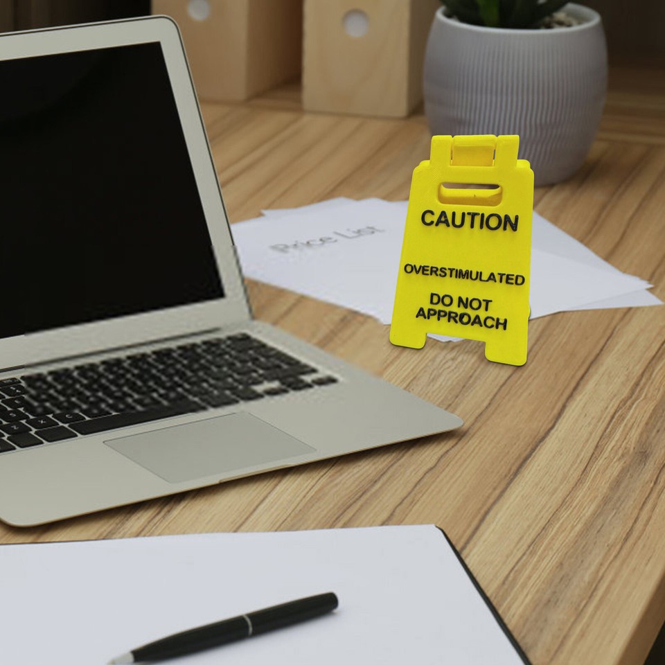 Caution Overstimulated Desk Sign Funny Desk Signage Accessories Humor ...