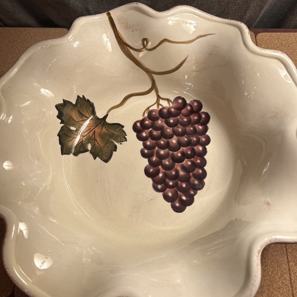 14” Round Handed Bowl Villa Grande, Hand Crafted & Painted By Tabletops ...