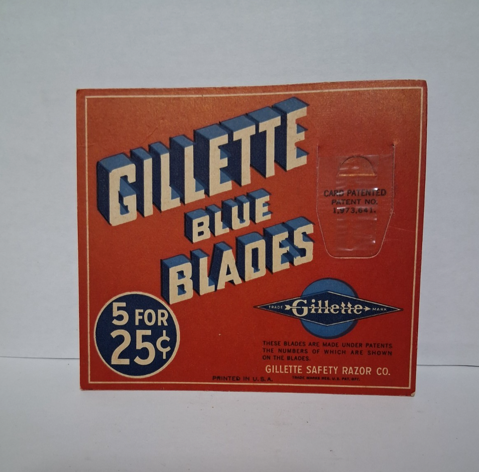 Vintage 1930’s Gillette Blue Blades Advertising Store Display Card ~HTF ...