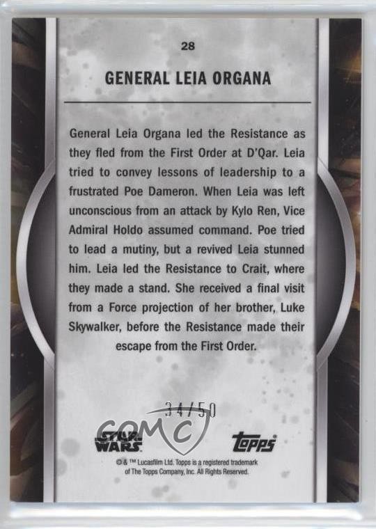 2022 Topps Star Wars Masterwork Purple 34/50 Princess Leia Organa ...