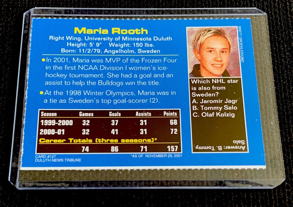 Maria Rooth Rookie Sweden Rare Sports Illustrated SI For Kids MN Duluth ...