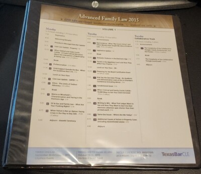 Texas Bar CLE Advanced Family Law Course [5020] 2015 Volume 1 | eBay