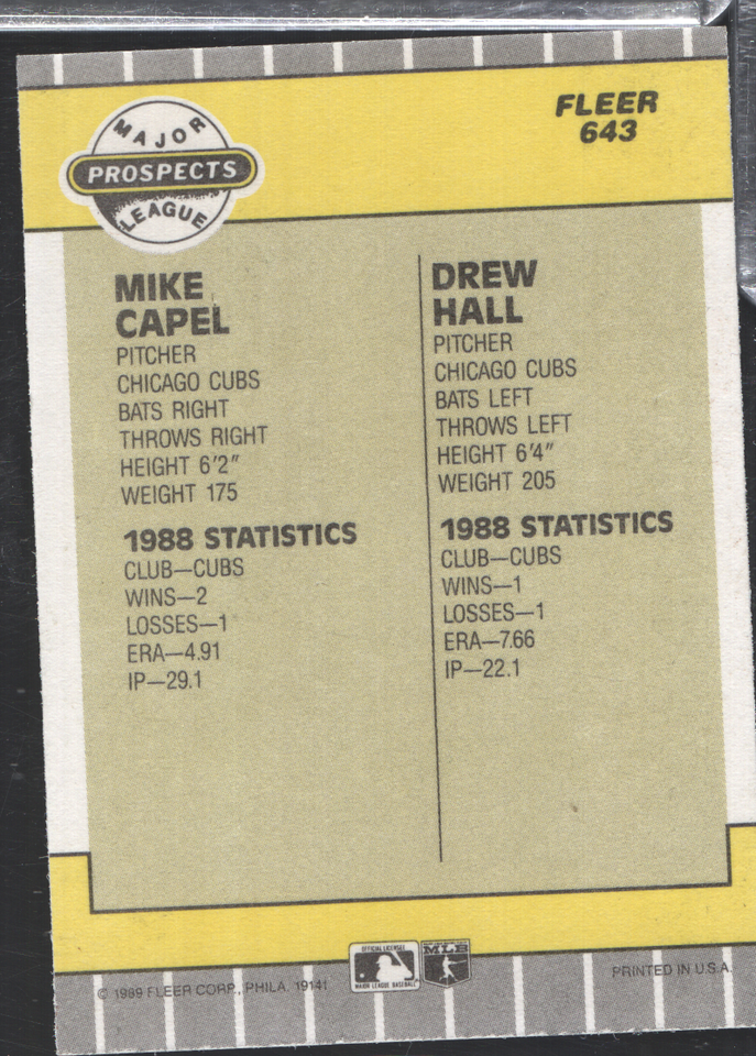 Mike Capel Cubs Autographed 1989 Fleer #643 w/COA 101023NPCD130 | eBay