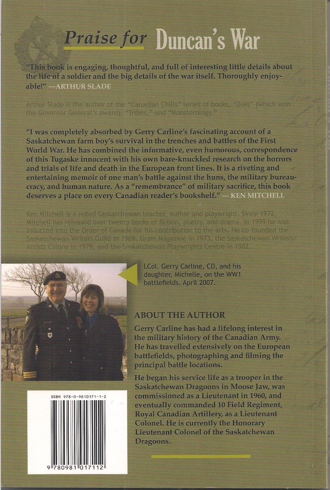 Duncan's War by Gerry Carline (war-time letters 1916-1919) | eBay