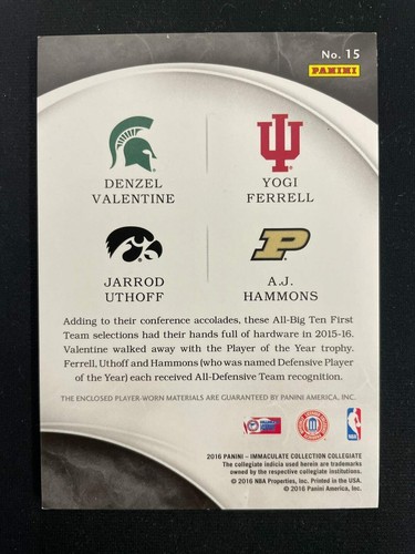 2016-17 Panini Immaculate Collection Collegiate - Quads #15 Denzel ...