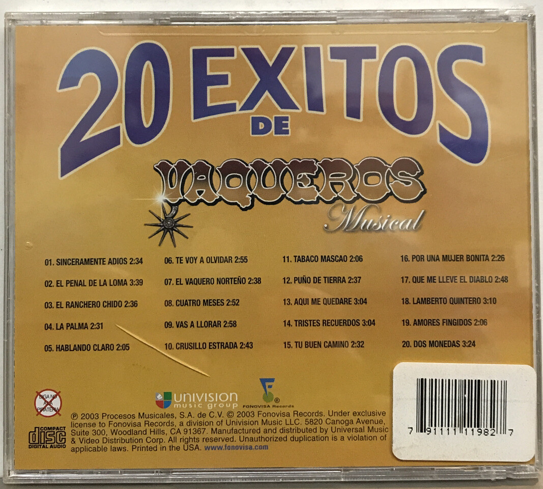 Vaqueros Musical. 20 Exitos | eBay UK