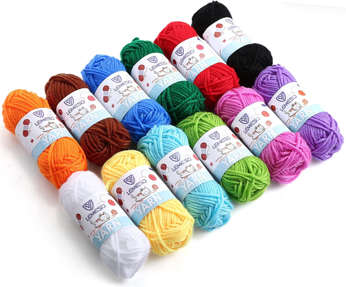 12 Skeins Mini Yarn 12 Colors 100% Acrylic Mini Knitting Yarn Great for ...