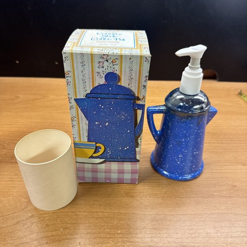 Vtg AVON BOTTLE COUNTRY STYLE COFFEE POT MOISTURIZED HAND LOTION Blue ...