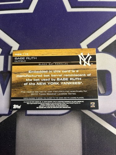 Babe Ruth 2010 Topps Update Black Bat Barrel Relic /25 New York Yankees ...
