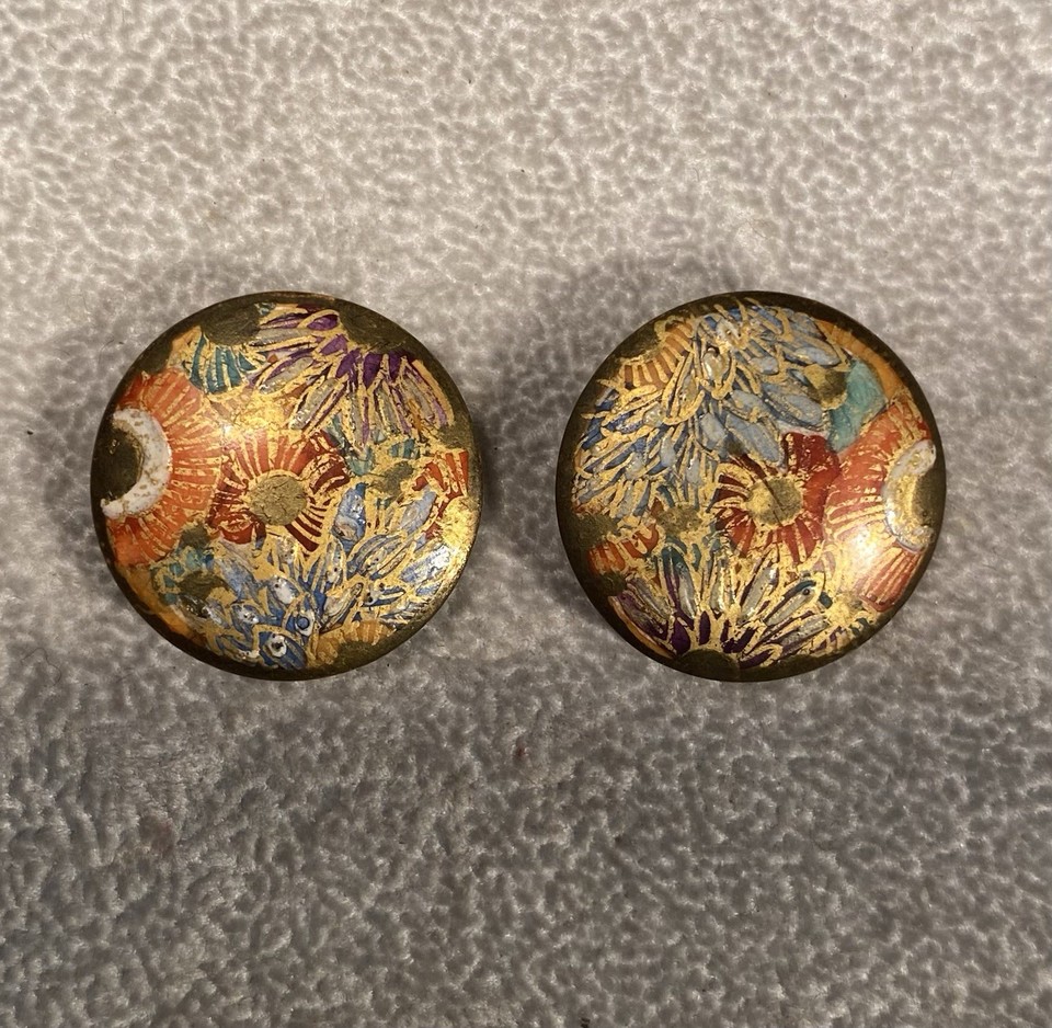 2 Antique Japanese Satsuma Floral Porcelain Buttons W/ 24k Accent 1” | eBay