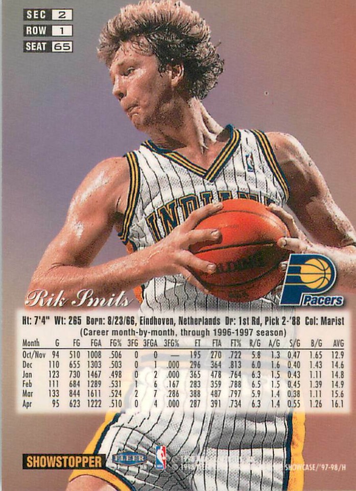 RICK SMITS 1997-98 Flair Showcase SHOWSTOPPER ROW 1 Pacers #65 | eBay